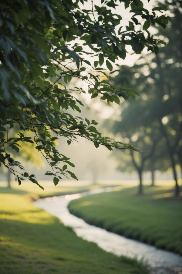 The Park is Alive with the Subtle Sounds of Nature. Stock Illustration ...