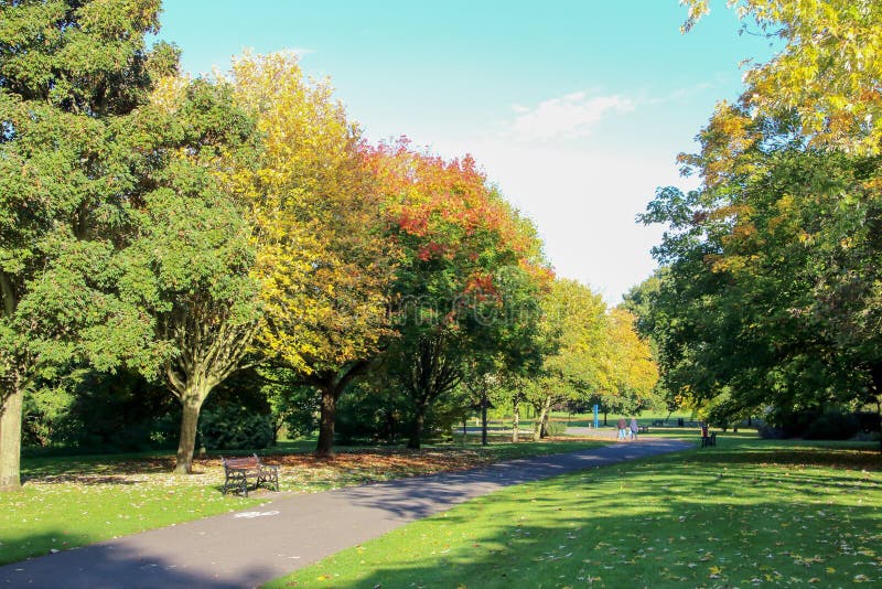 Park in Autumn with a Pathway Going through in a Rural Setting Stock ...