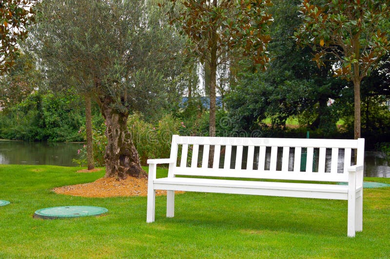 Park Bench stock image. Image of peaceful, garden, white - 3209083