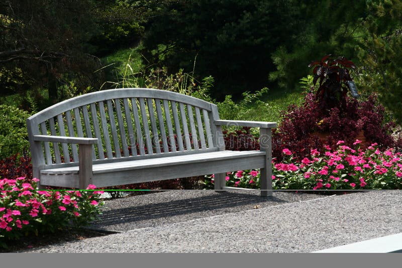 Peaceful bench in garden stock image. Image of tree, rest - 26594335