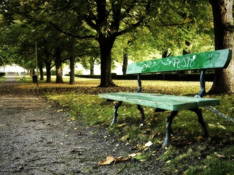 Park bench stock image. Image of path, park, chain, citypar - 7832457