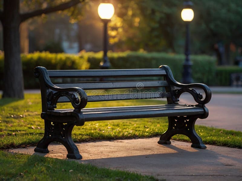 Park Bench in the Afternoon, Leading Line Photo Technique Stock ...