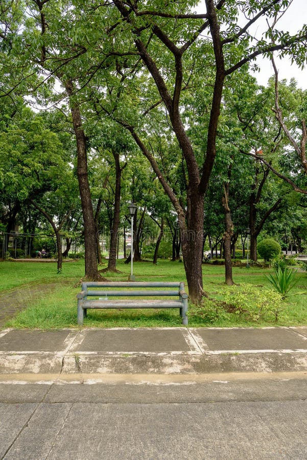 A Park Bench Against a Quaint Garden Background Stock Image - Image of ...