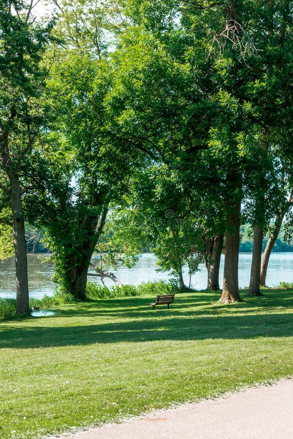 Park Bench Along Grand River Stock Photos - Free & Royalty-Free Stock ...