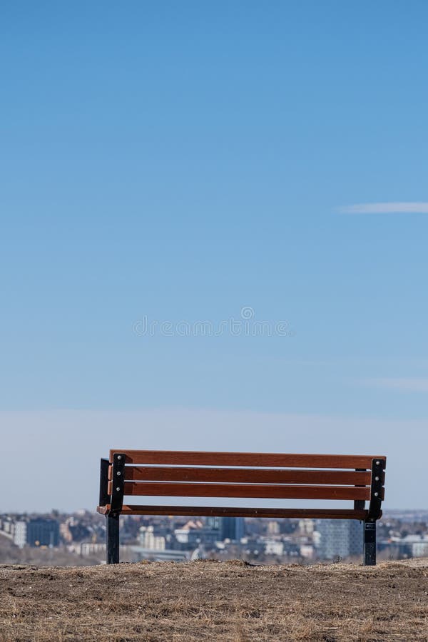 Park Bench with Calgary City Skyline View Stock Image - Image of ...