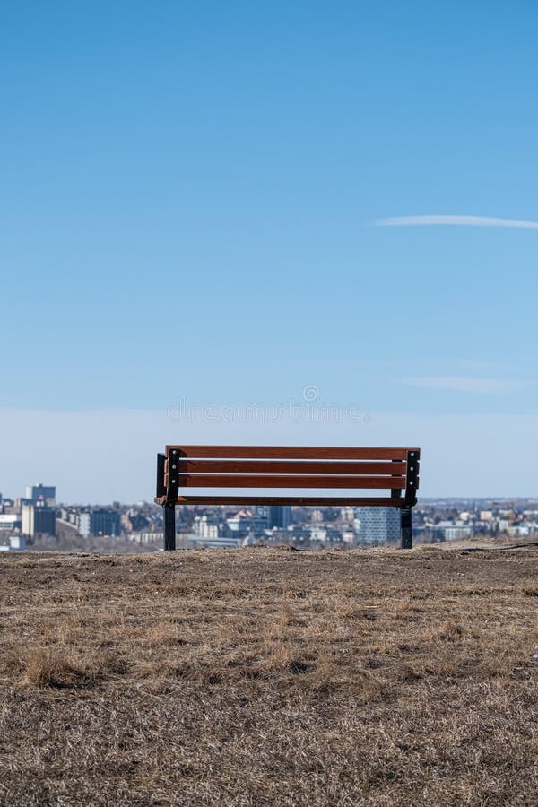 Park Bench with Calgary City Skyline View Stock Photo - Image of ...