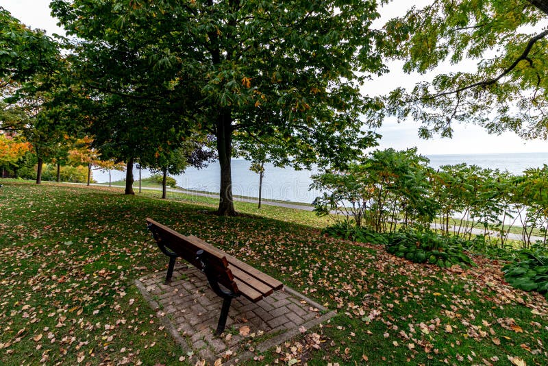 Park Bench Decorated by Fall Leaves - Fall in Central Canada, on Stock ...