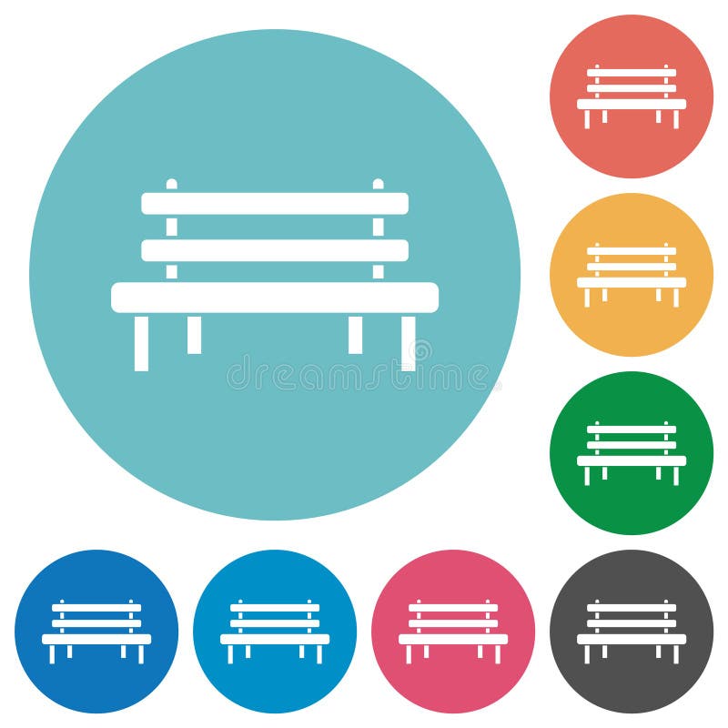 Park Bench Flat Round Icons Stock Vector - Illustration of bench, furniture: 202344901