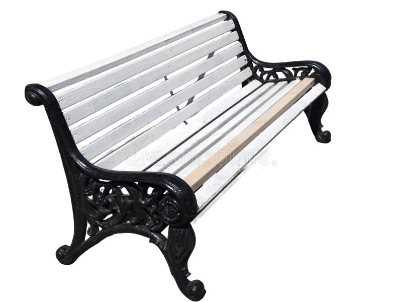 Park Bench Isolated on a White Background Stock Photo - Image of ...
