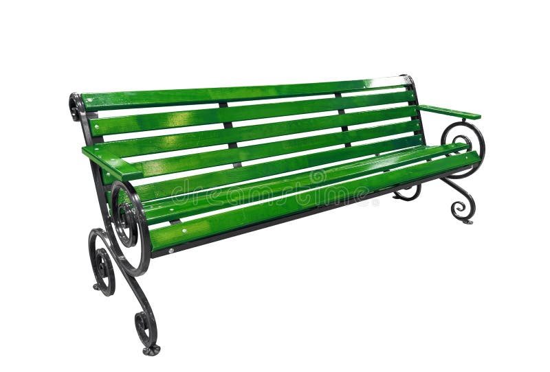 Park Bench Isolated on a White Background. Wooden Garden Bench Isolated ...