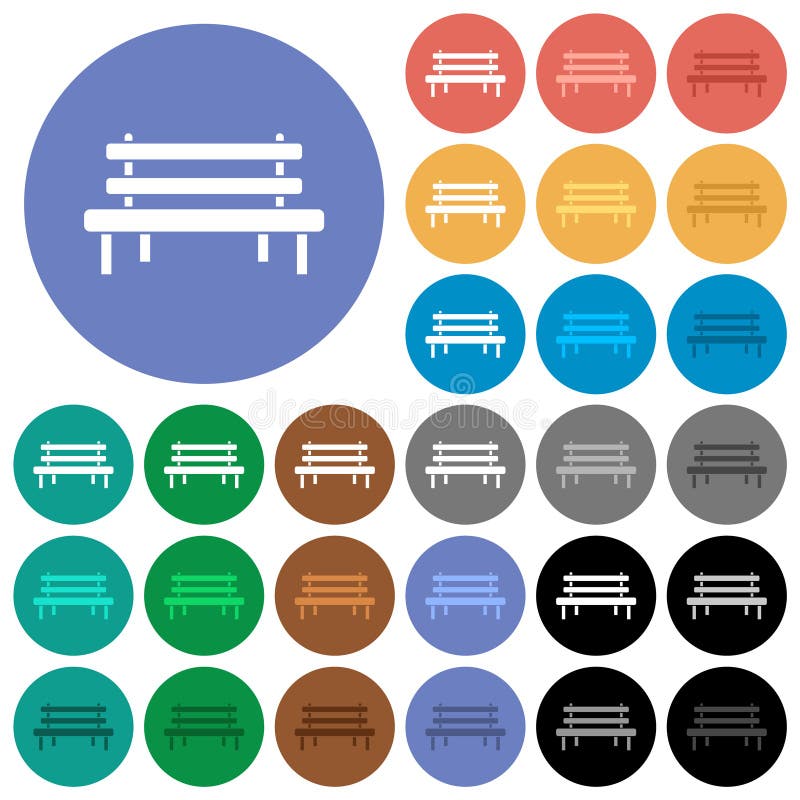 Park Bench Round Flat Multi Colored Icons Stock Vector - Illustration ...