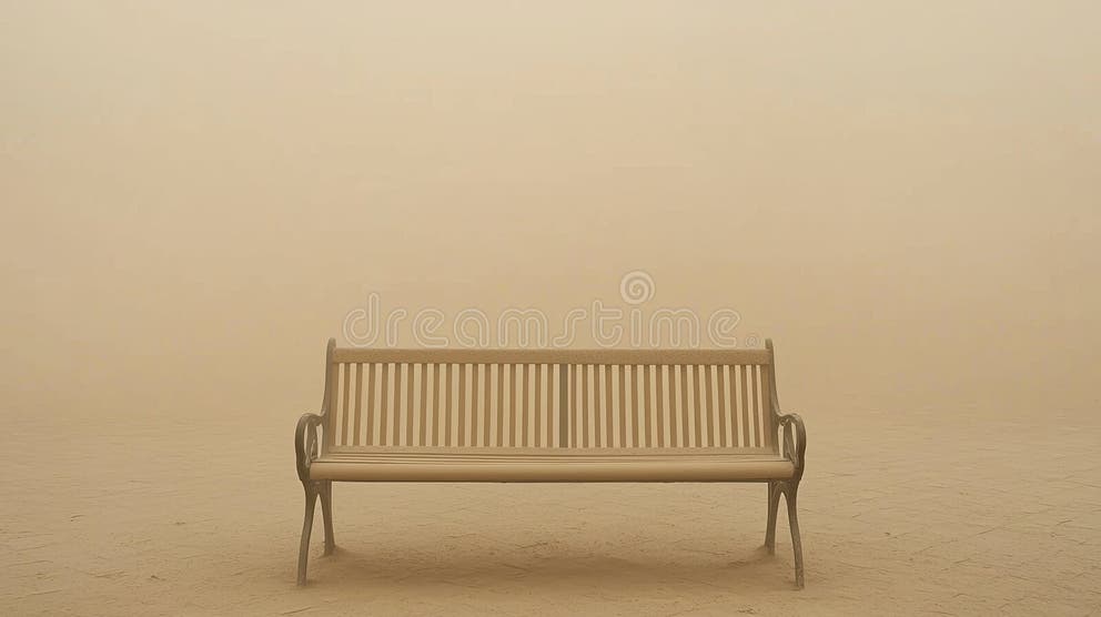 Park Bench Sits Alone in Dusty Environment, Highlighting Impact of PM2 ...