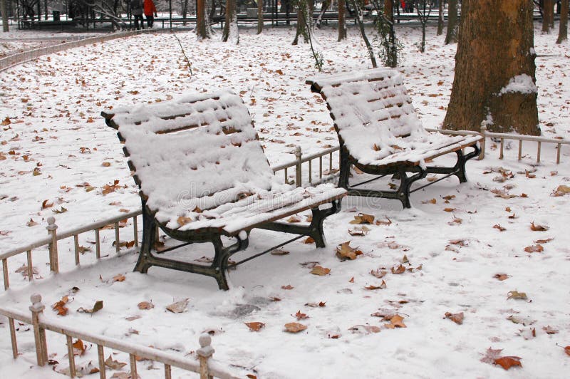 Park Bench In Snow Picture. Image: 4022309