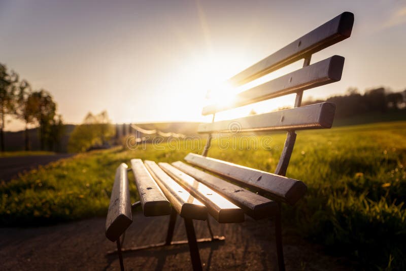 Park Bench at Sunset in Autum Stock Photo - Image of sorrow, faith ...
