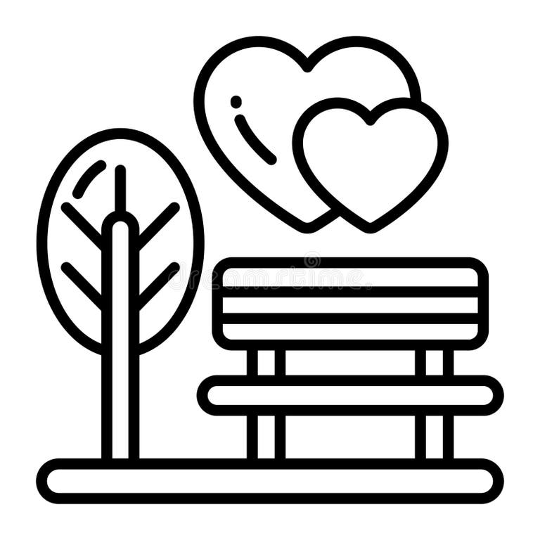 Park Bench and Tree with Hearts Vector of Dating, Premium Icon Design ...