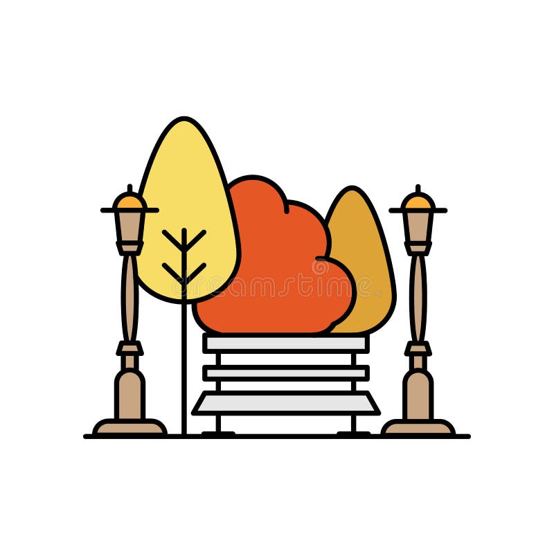 Park Bench Tree Landscape Line Icon. Element of Landscapes Icon Stock ...