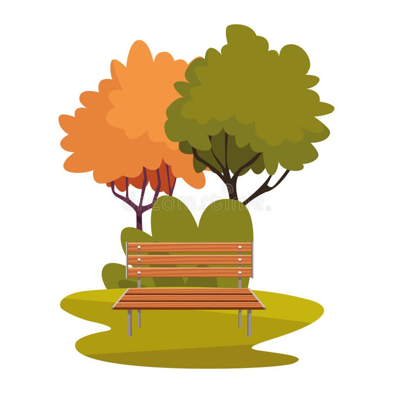 Park with Bench and Trees Cartoon in Black and White Stock Vector ...