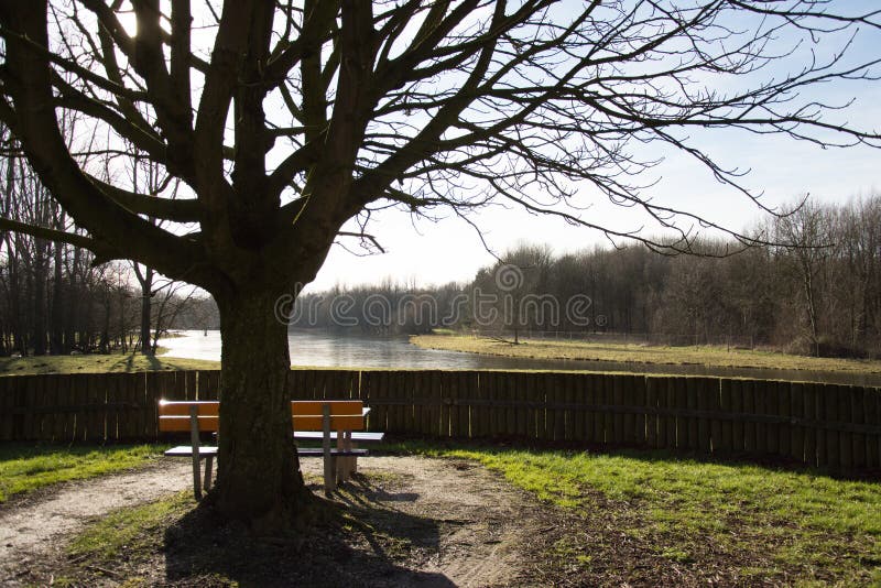Park bench with a view stock image. Image of clouds, benches - 67740401