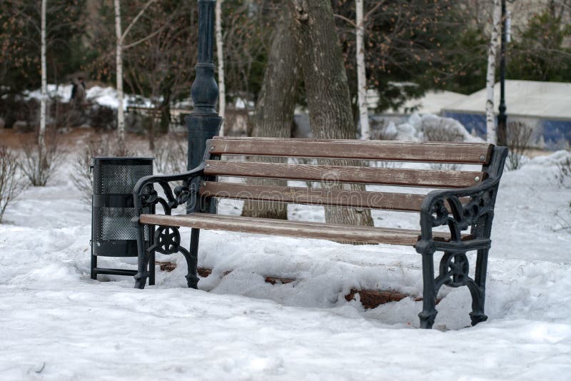 Park bench in winter stock image. Image of bench, winter - 139454301