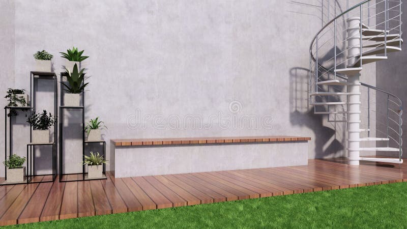 Park Bench with Wooden Floor and Tropical Decoration Stock Photo ...