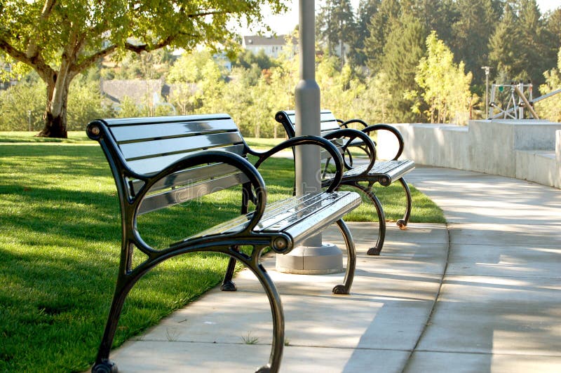 Park Benches in Front of Pond Stock Photo - Image of lake, colors: 16054212