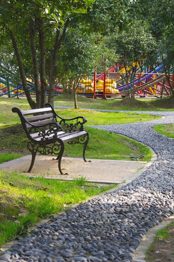 Park benches stock image. Image of field, path, background - 24307219