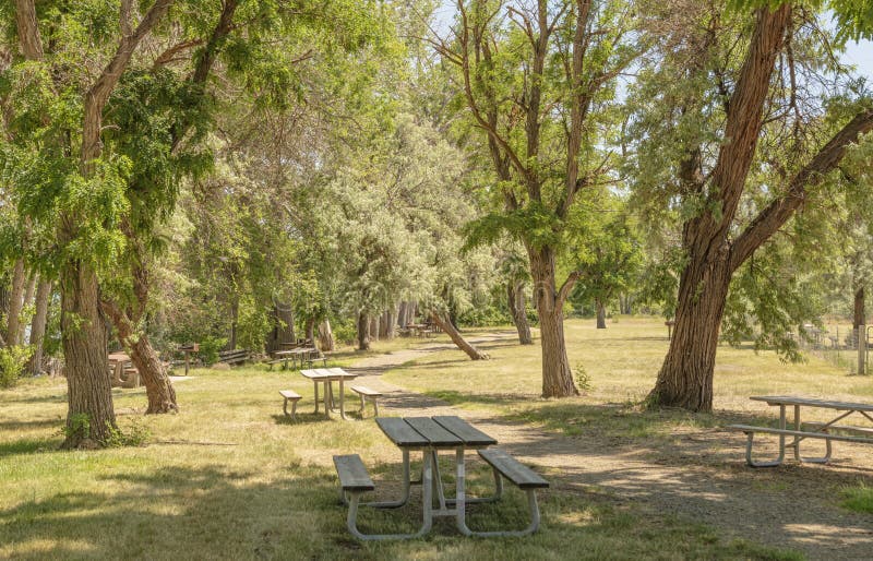 Park and Benches in Eastern Oregon Stock Photo - Image of beautiful ...