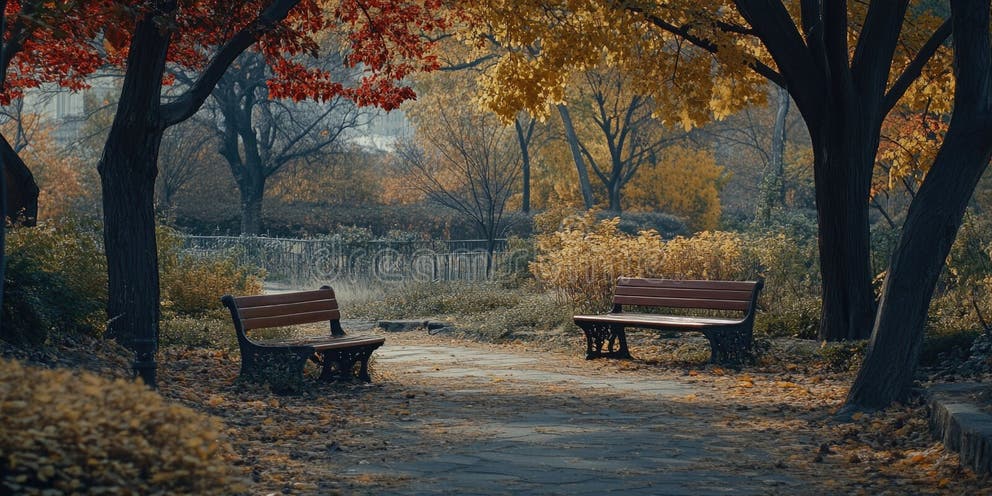 Park Benches Path stock image. Image of park, relaxation - 379374485