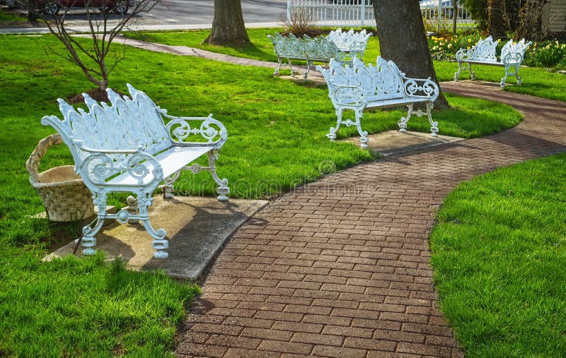 Park Benches in the Spring stock image. Image of spring - 48406517