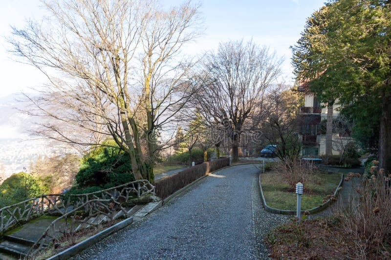 Park in Brunate on the Mountain Above Lake Como Stock Photo - Image of ...