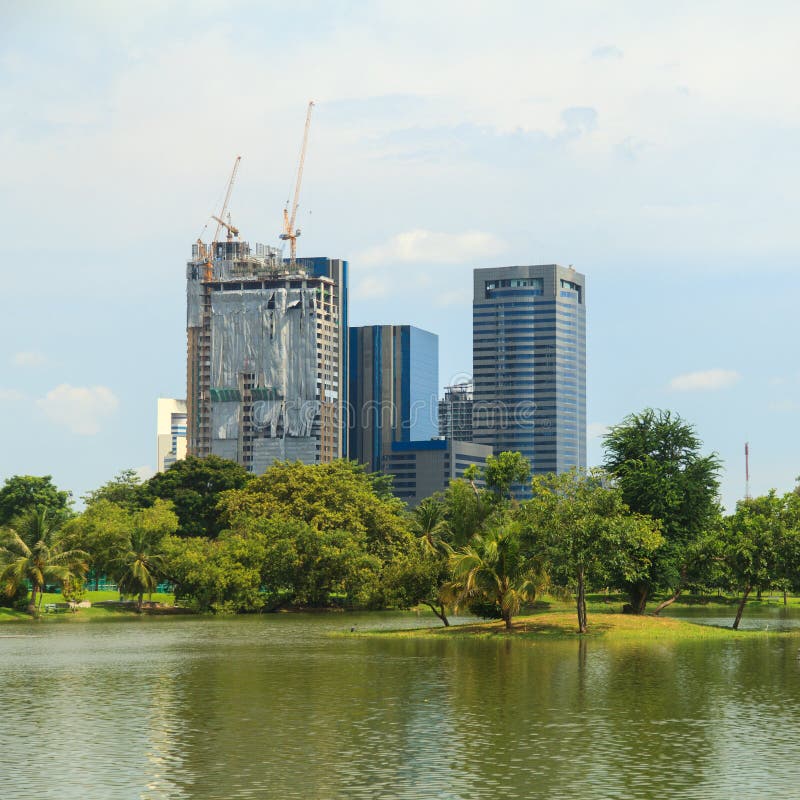 Park with Building Background Stock Image - Image of building, summer ...