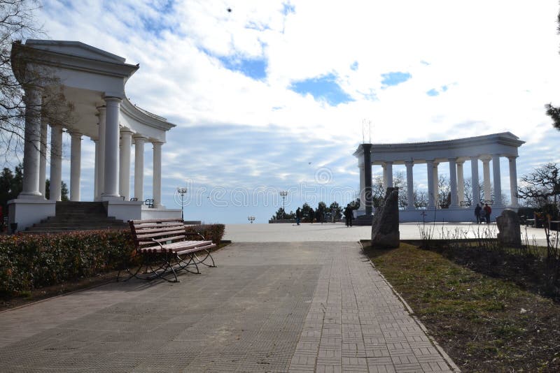 Park in Chernomorsk Ukraine Stock Image - Image of palace, building ...