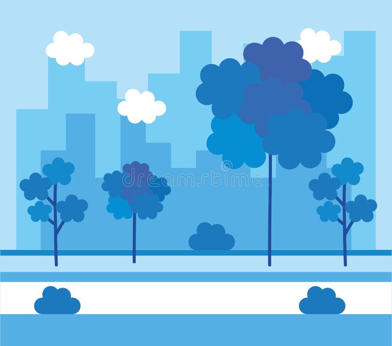 Park with Cityscape Background Stock Illustration - Illustration of ...