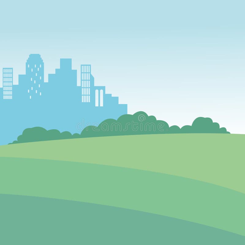 Park with Cityscape View Scenery Stock Vector - Illustration of forest ...