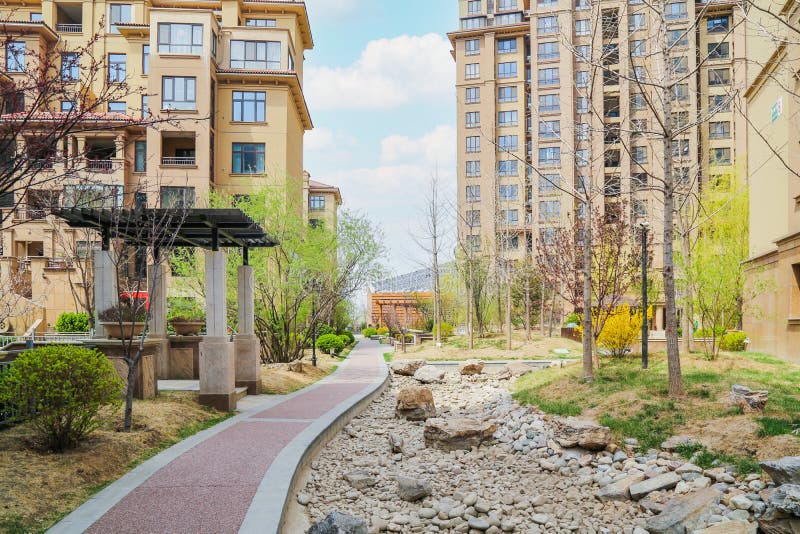 Park Community Building Natural Scenery Stock Image - Image of waterway ...