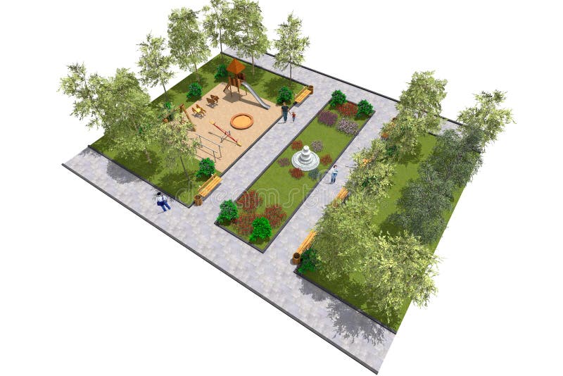 Park 3D mini stock illustration. Illustration of autocad - 67291315