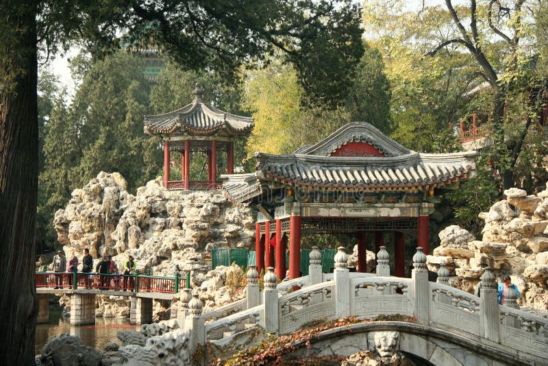 Traditioneller Chinesischer Park, Peking Stockfoto - Bild von ...