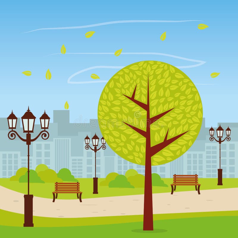 Park Design, Vector Illustration. Stock Vector - Illustration of ...