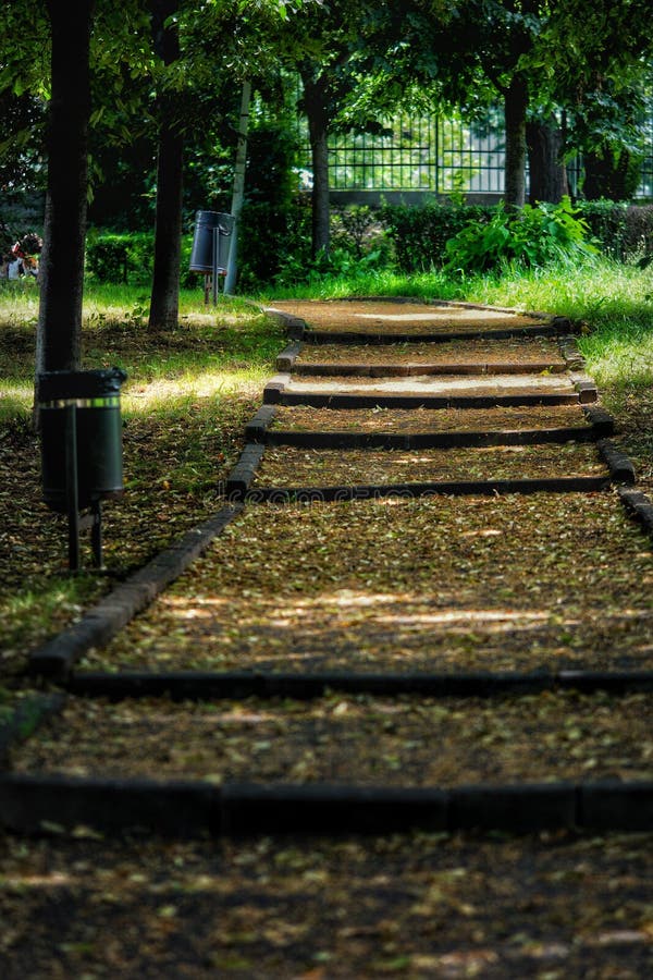 Park entrance alley stock image. Image of woodland, yard - 226684509