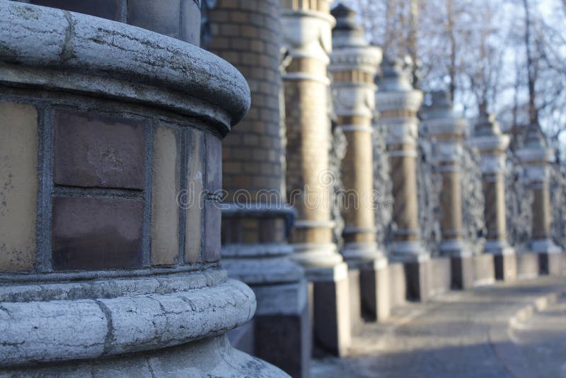 Park fence stock image. Image of brick, isometrics, outside - 84997977