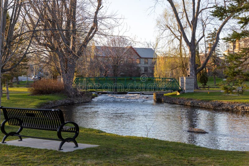 A Small Footbridge Over a Stream in Spring. Stewart Park in Perth ...