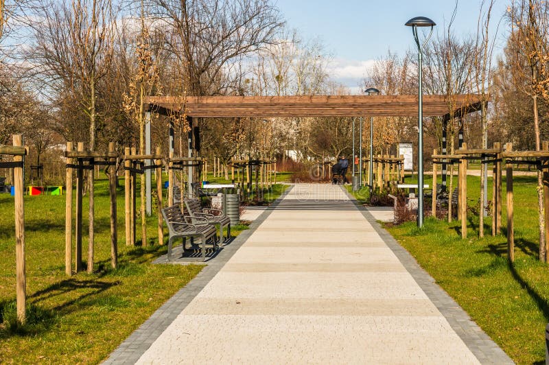 Park with footpath. editorial image. Image of grass - 177526715