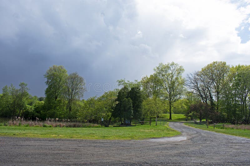 Park Grounds on a Spring Day -01 Stock Image - Image of stormy, shadows ...