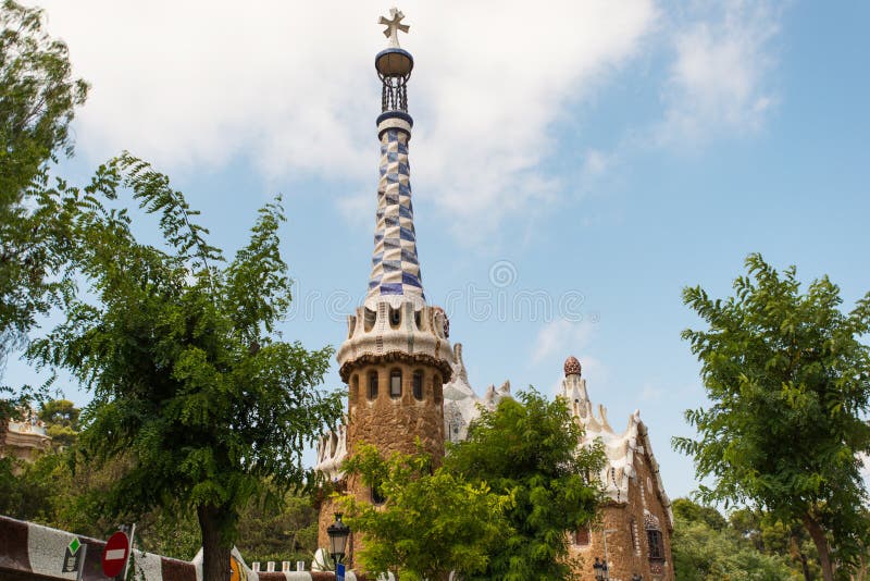 Park Guell obelisk stock photo. Image of colorful, barcelona - 27881256