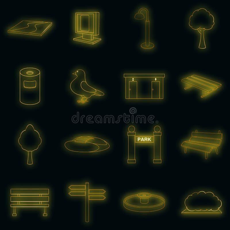 Park icons set vector neon stock vector. Illustration of autumn - 238831341