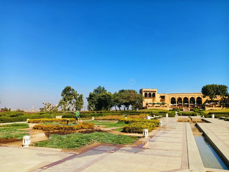 Al Azhar Park in Cairo in Egypt Stock Image - Image of house, walkway ...