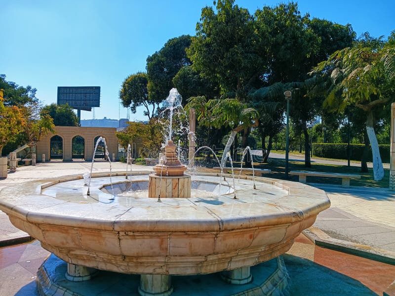 Al Azhar Park in Cairo in Egypt Stock Photo - Image of fountain, water ...