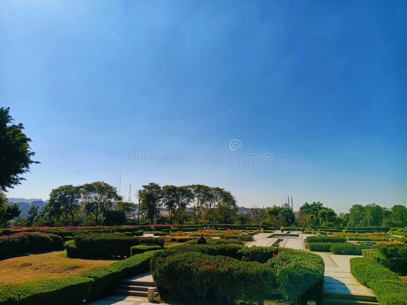Al Azhar Park in Cairo in Egypt Stock Image - Image of landscape ...