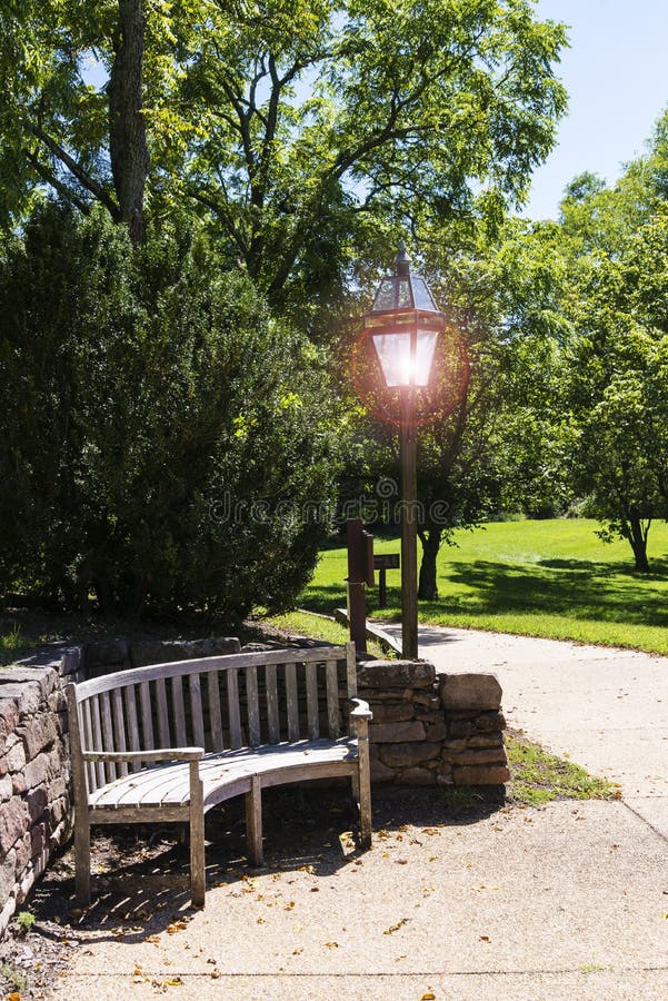 Park Lamp Next To the Bench Stock Image - Image of lantern, chair ...