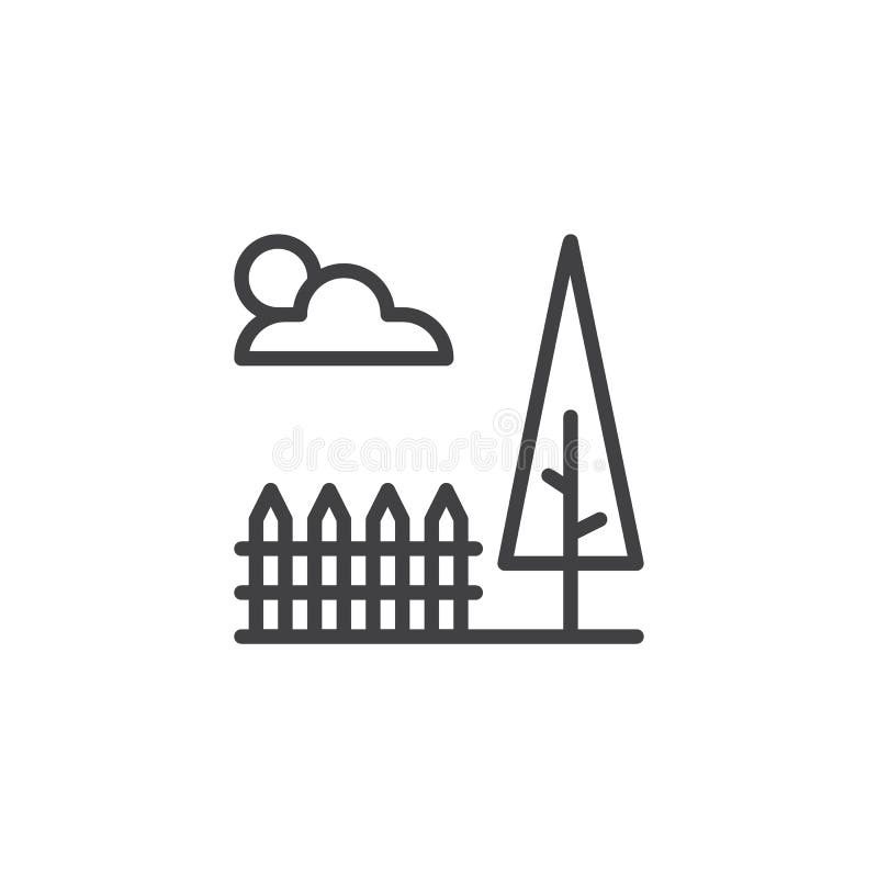 Park Scene with Bench Tree and Sun Filled Outline Icon Stock Vector ...